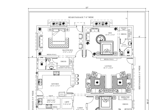 Draft your custom 2d floor plans and elevations with precision in autocad by Umartech92 | Fiverr